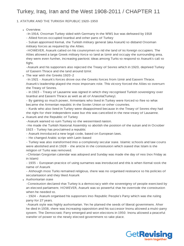 Turkey Iraq Iran and The West 1908-2011 CHAPTER 11 | PDF | Saddam ...
