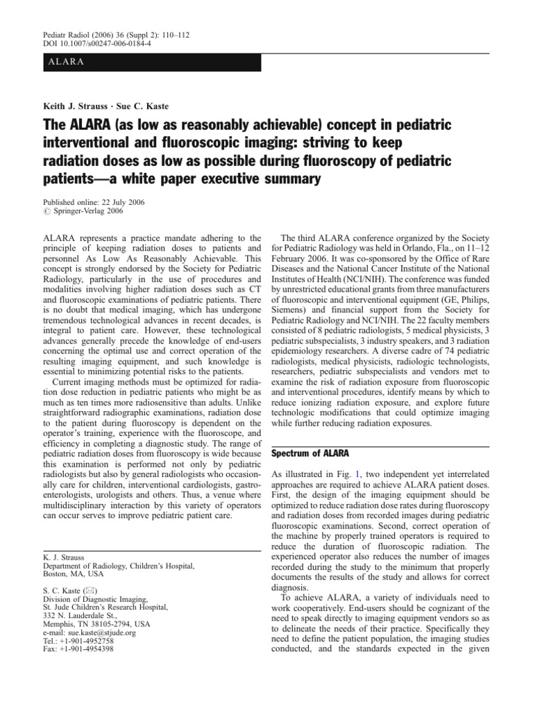 ALARA | PDF | Radiology | Medical Imaging