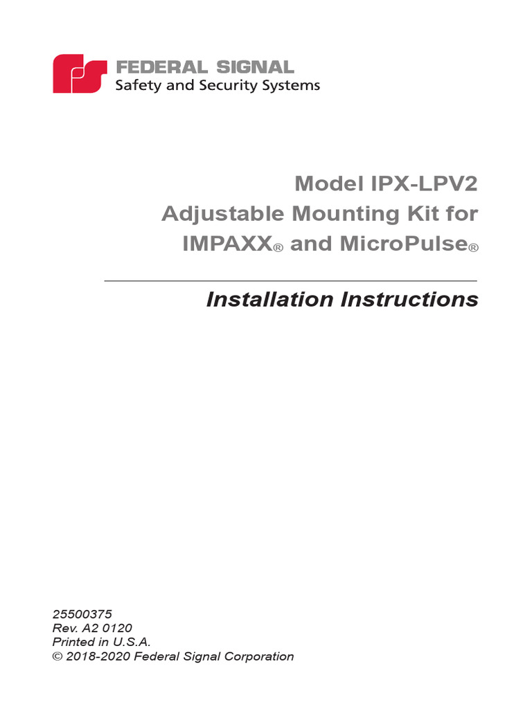 IPX-LPV2 License Plate Bracket Kit Manual 25500375 | PDF | Screw | Manufactured Goods