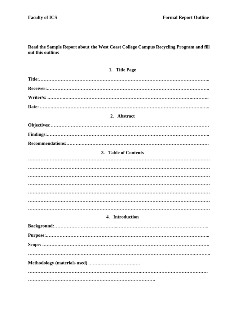 Formal report Outline | PDF