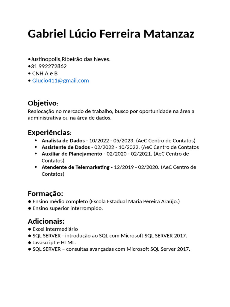 Curriculo Gabriel | PDF