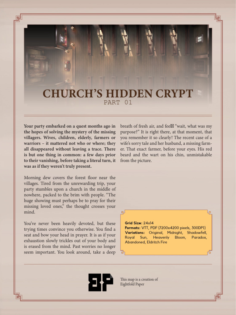 Church's Hidden Crypt Adventure Map | PDF
