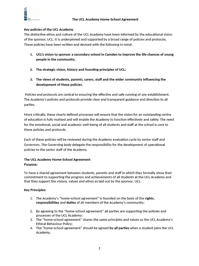 Home School Agreement A4 | PDF | Homeschooling | Learning