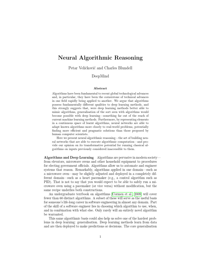 Neural Algorithmic Reasoning (2021) | PDF | Deep Learning | Artificial Neural Network