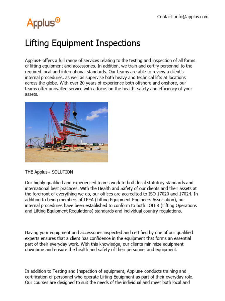 lifting-equipment-inspections_en | PDF | Safety