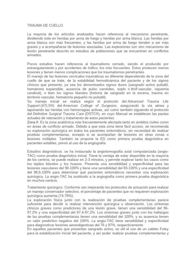 Trauma de Cuello Rev Bib | PDF | Angiografía | Enfermedades y ...