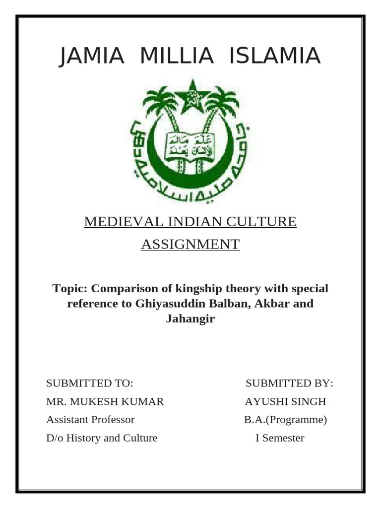 Medieval Indian Culture Assignment | PDF | Monarchy | Mughal Empire