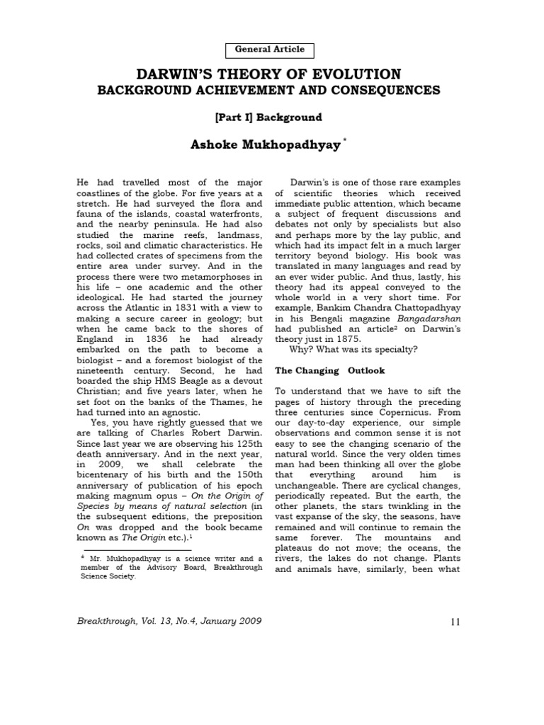 Darwin's Evolution Theory Explained | PDF | Charles Darwin | Science