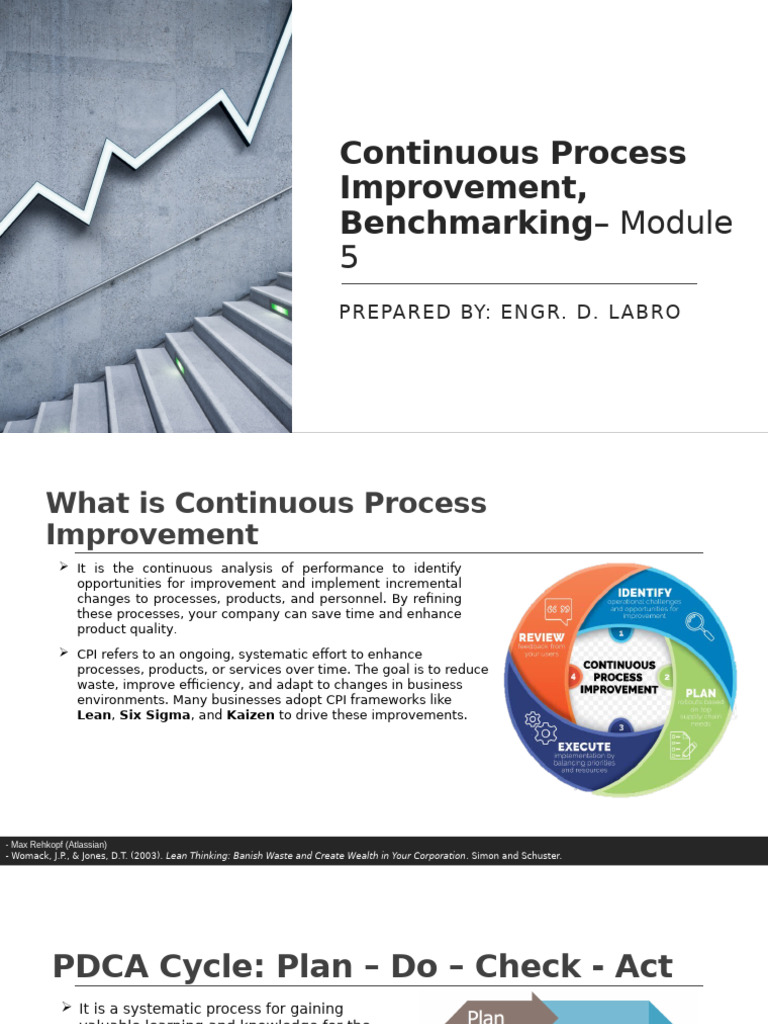 OM TQM Module 5 Continuous Process Improvement Benchmarking (1) | PDF | Lean Manufacturing ...