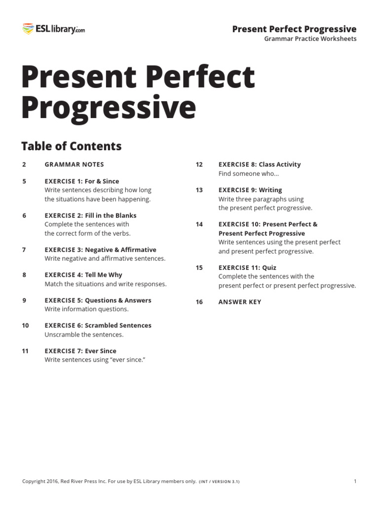 88_Present-Perfect-Progressive_US (1) | PDF | Linguistics | Language Mechanics