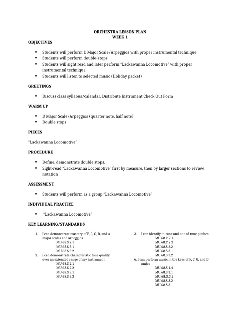 Orchestra Lesson Plan 2018-2019 | PDF | Tempo | Music Theory