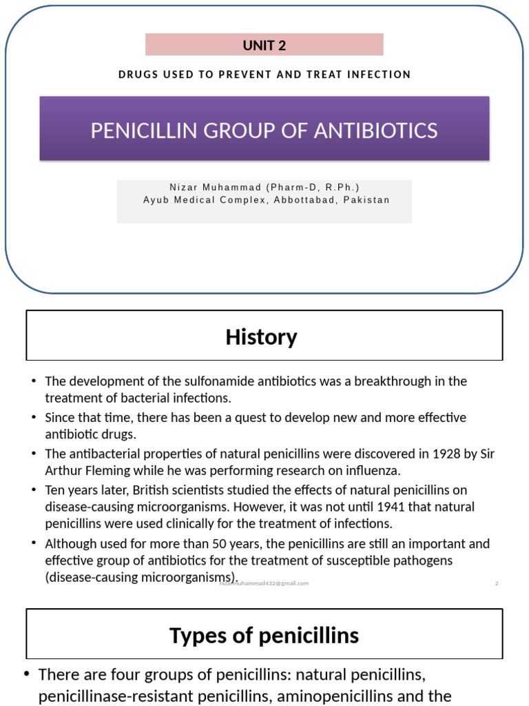 Unit - 2 Penicillin Group of Antibiotics | PDF | Penicillin | Infection