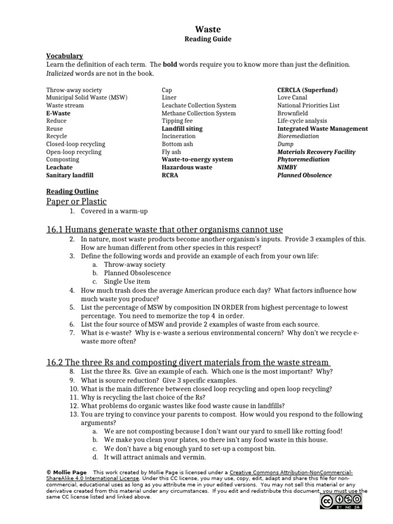 Waste Reading Guide | PDF | Waste | Municipal Solid Waste