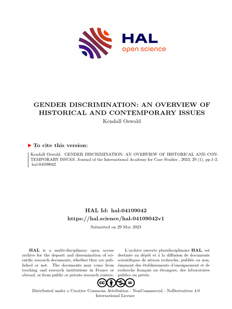 Gender Discrimination An Overview of Historical and Contemporary Issues 1532 5822 29-1-101 | PDF ...