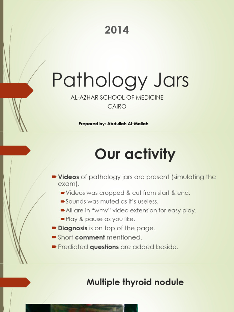 Pathology Jars: Medical Video Guide | PDF