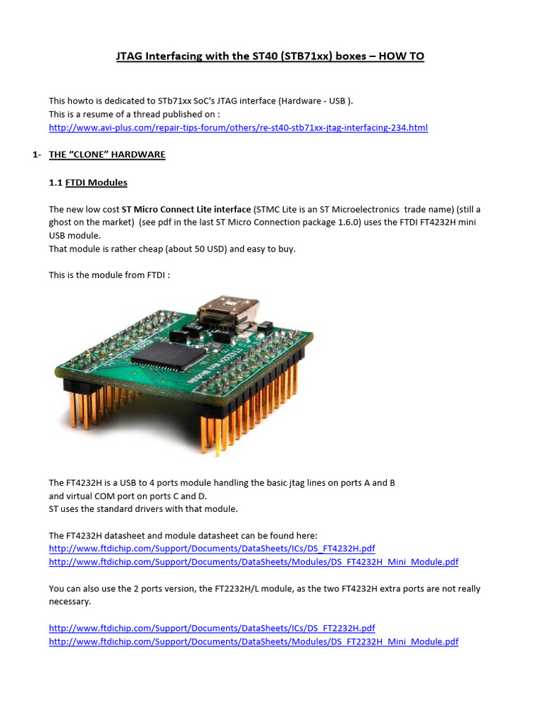 JTAG Interfacing With The ST40 | PDF | Electrical Connector | Booting