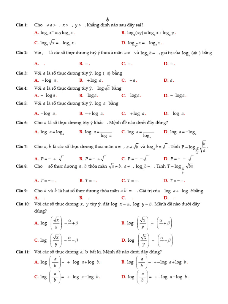 K11 - Bài tập Logarit | PDF