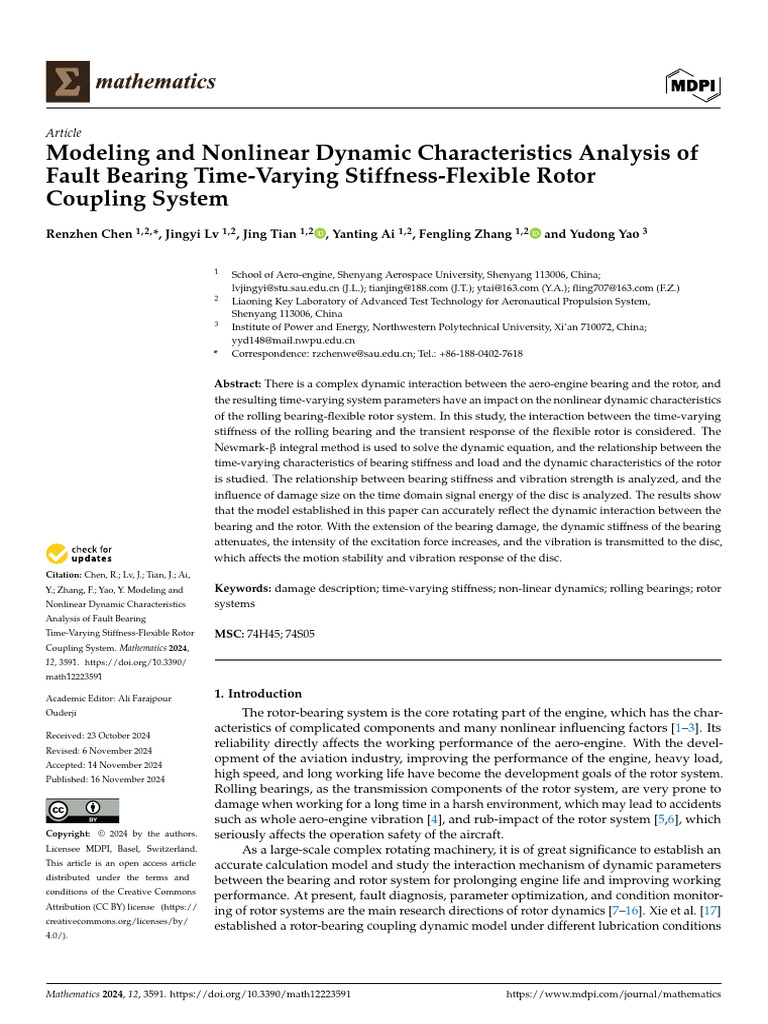 Modeling and Nonlinear Dynamic Characteristics Ana | PDF | Bearing ...
