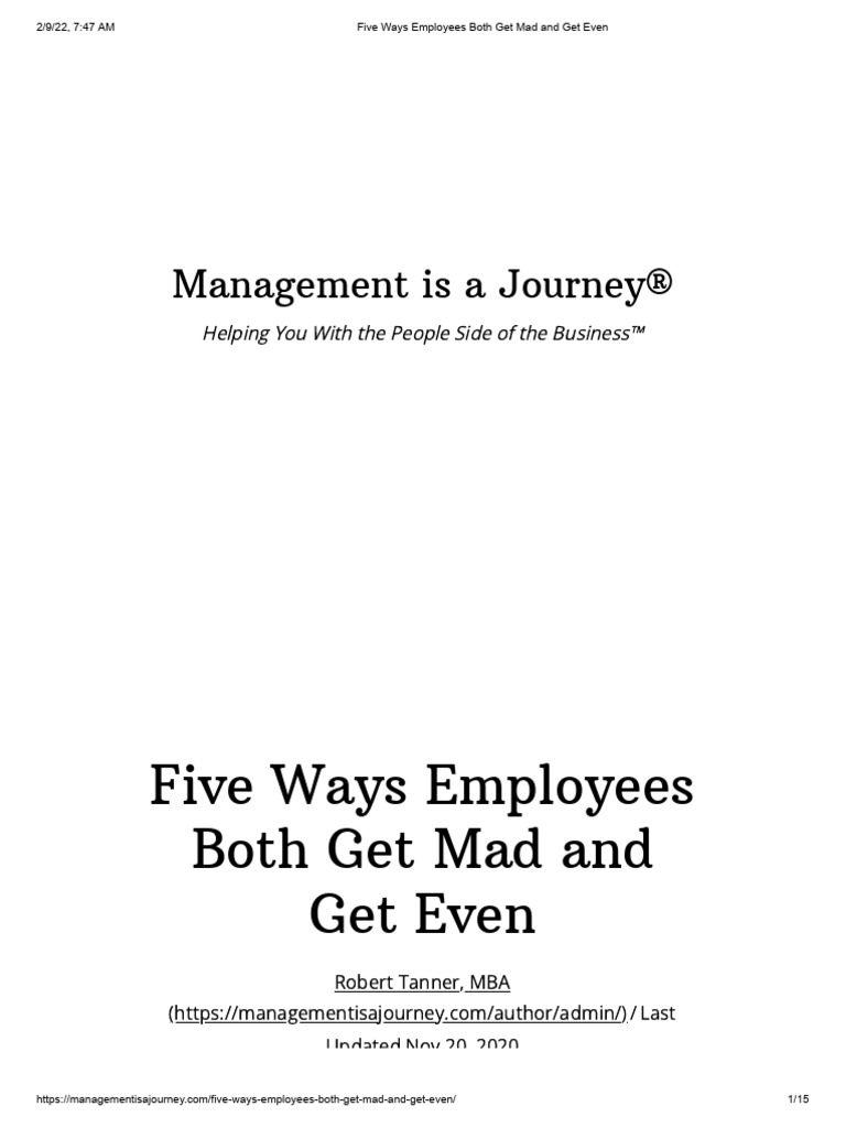 feb 8 Five Ways Employees Both Get Mad and Get Even | PDF | Turnover ...