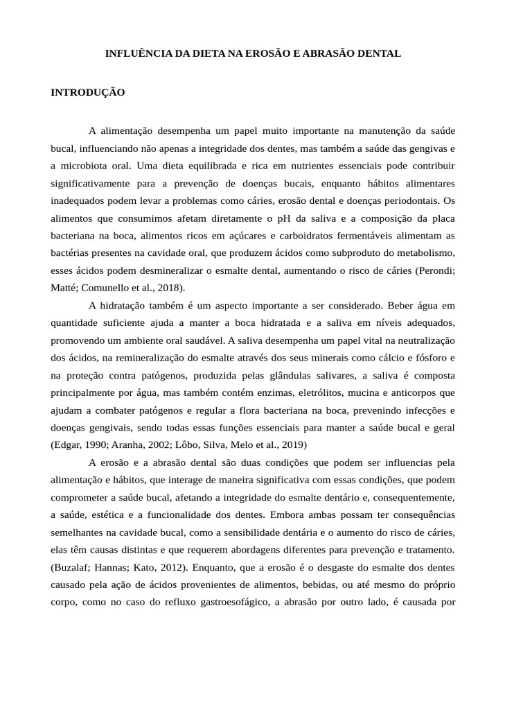 Influência Da Dieta Na Erosão e Abrasão Dental (2) (2) | PDF | Saliva ...