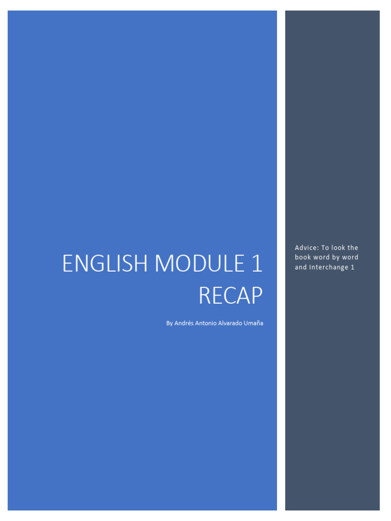 English Module 1 Recapitulation Summary Recap | PDF | Syntax | Language Mechanics