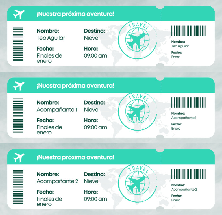 Boleto de Viaje Regalo Sorpresa Pasaje Avión Aerolínea Corporativo Moderno Azul Aqua | PDF