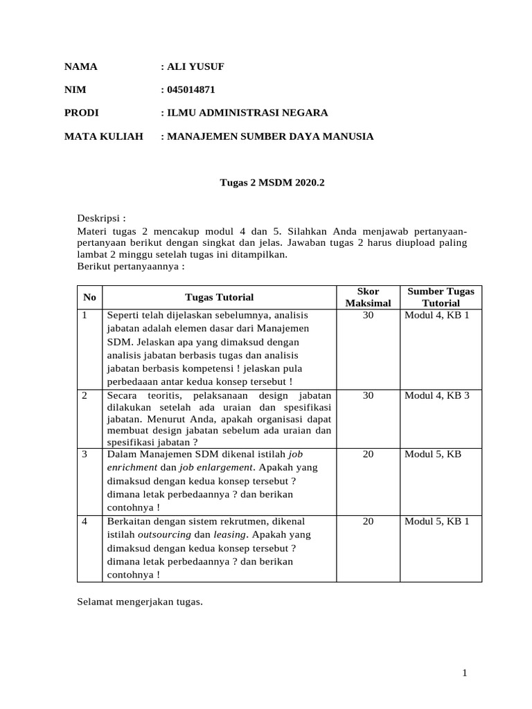 Tugas 2 MSDM | PDF