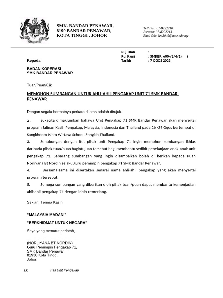 SURAT Sumbangan | PDF