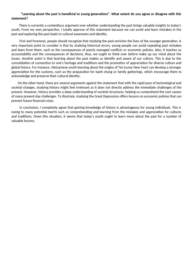 Learning About The Past Is Beneficial To Young Generations | PDF