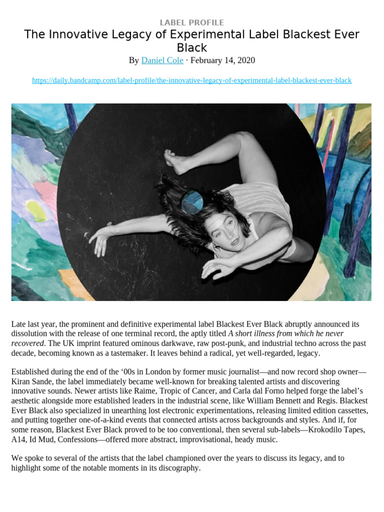 The Innovative Legacy of Experimental Label Blackest Ever Black | PDF ...