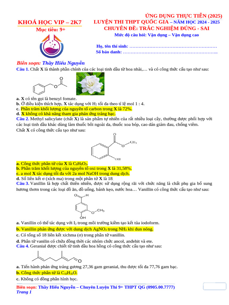 Luyện Tập Khung Ester VDC | PDF