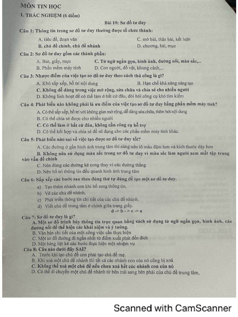 Đề Cương Tin Học CK2 | PDF