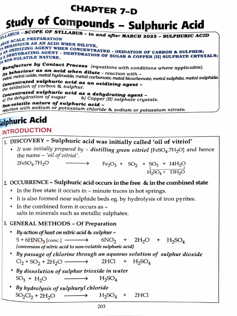 Sulphuric Acid - Class X Dalal Full PDF | PDF | Sulfuric Acid | Catalysis