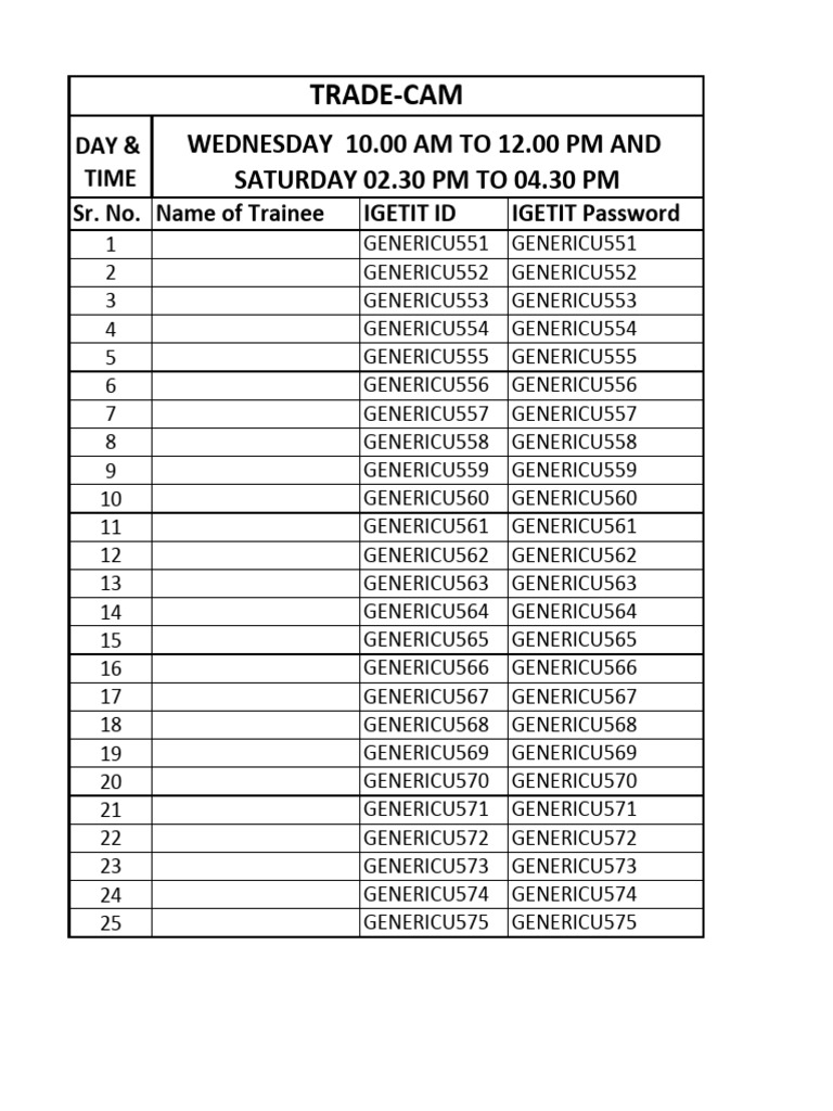 Cam Igetit Login Schedule | PDF