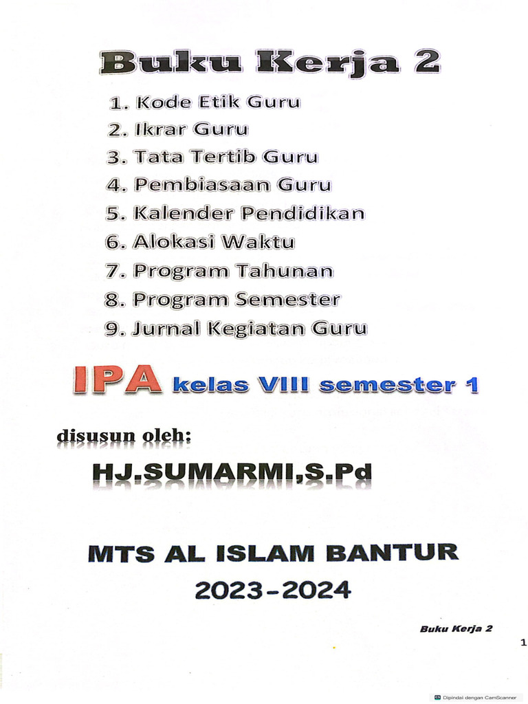 Contoh Buku Kerja Guru | PDF