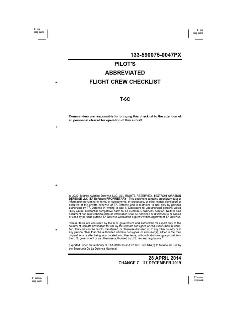 Pilots Checklist Chg07 | PDF | Landing Gear | Aerospace