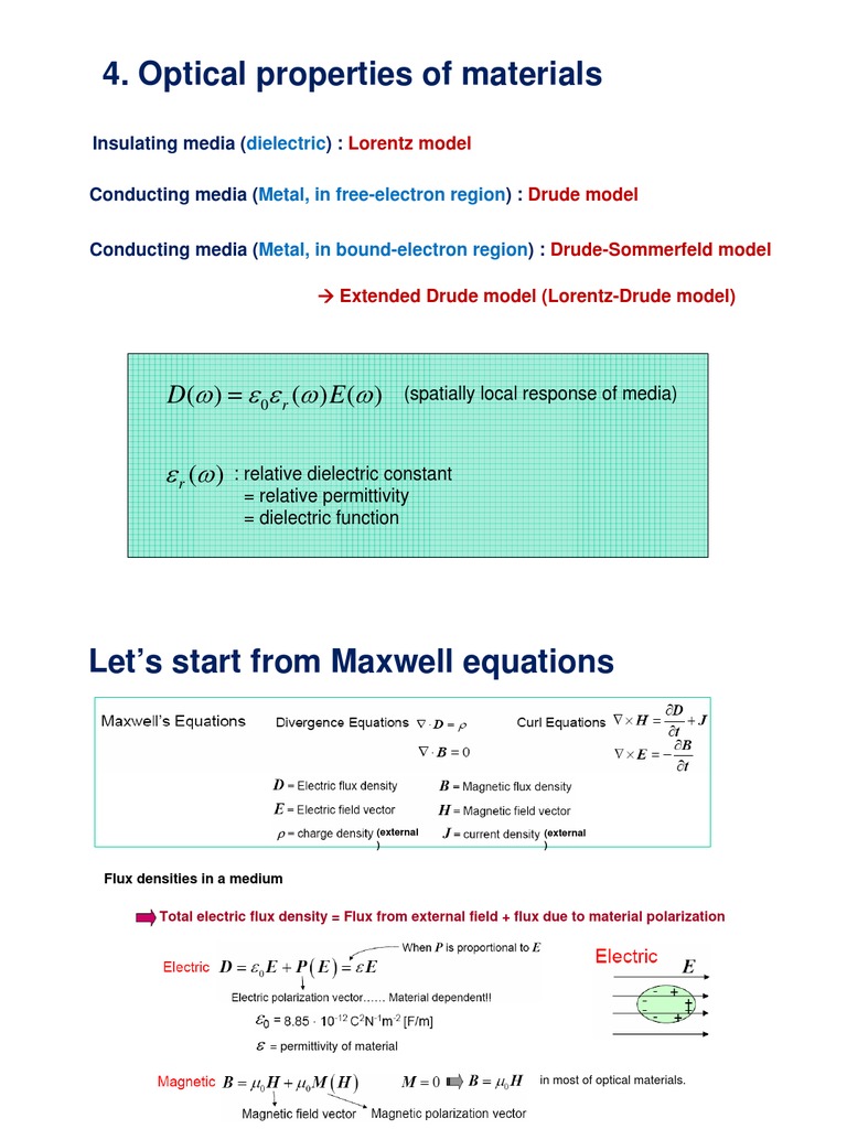 4-Optical Properties of Materials-Dielectrics and Metals | PDF ...