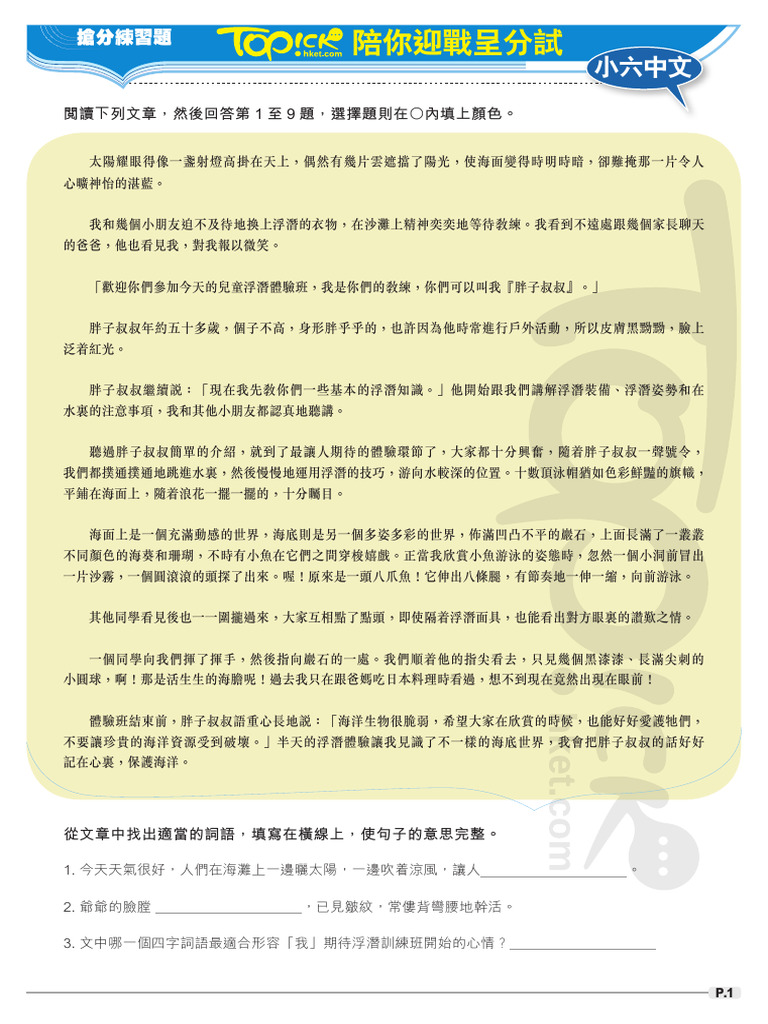 Chinese 65 Exercise | PDF