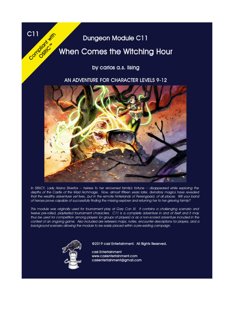 C11 When Comes the Witching Hour (1e,OSRIC) | PDF | Dwarf (Dungeons & Dragons)