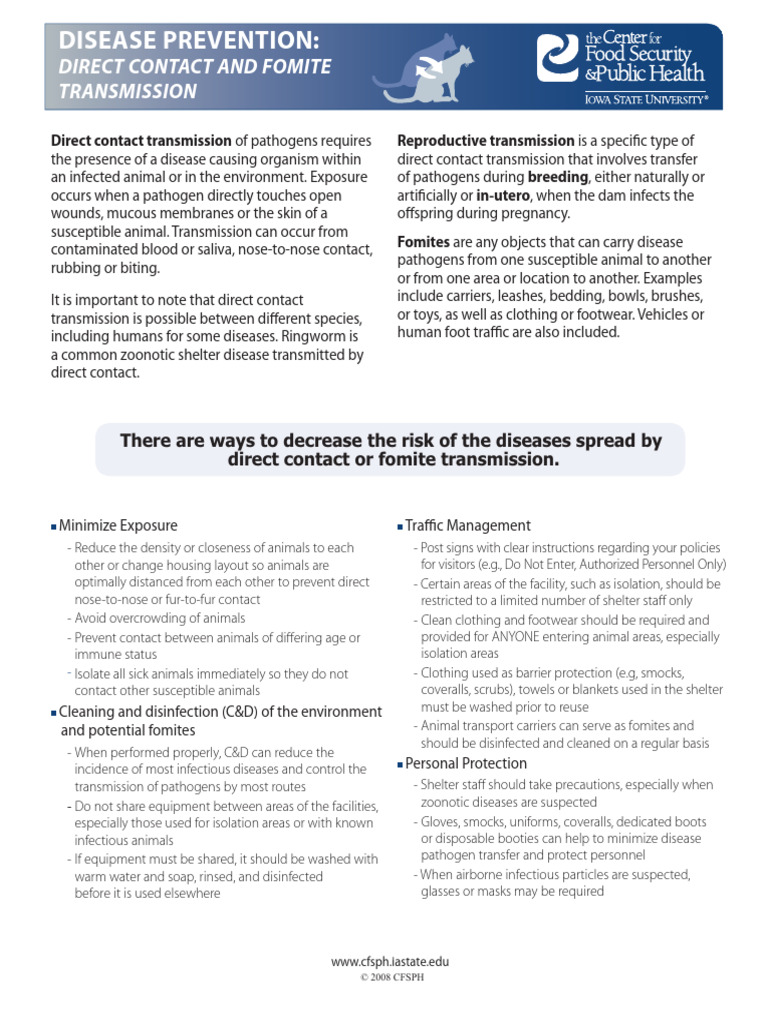 Disease Prevention Direct Contact Fomite | PDF | Infection | Immunology