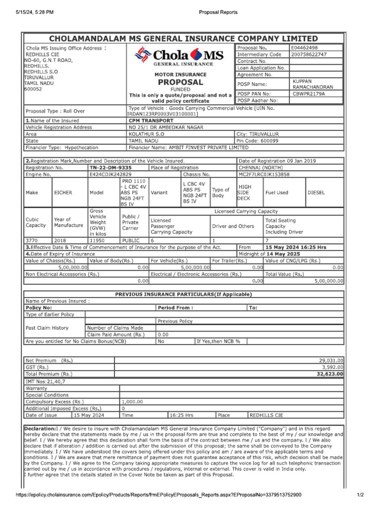CPM Transport 9335 Proposal | PDF