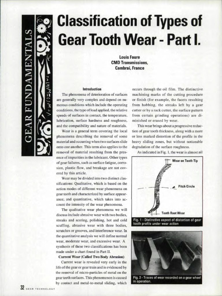 Gear Tooth Wear: Types & Analysis | PDF | Gear | Wear