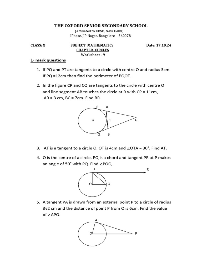 Circles WS | PDF | Circle | Euclidean Geometry