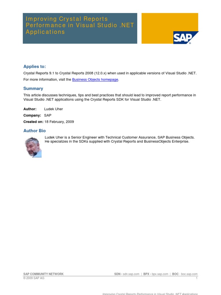 Improving Crystal Reports Performance in Visual Studio .NET ...