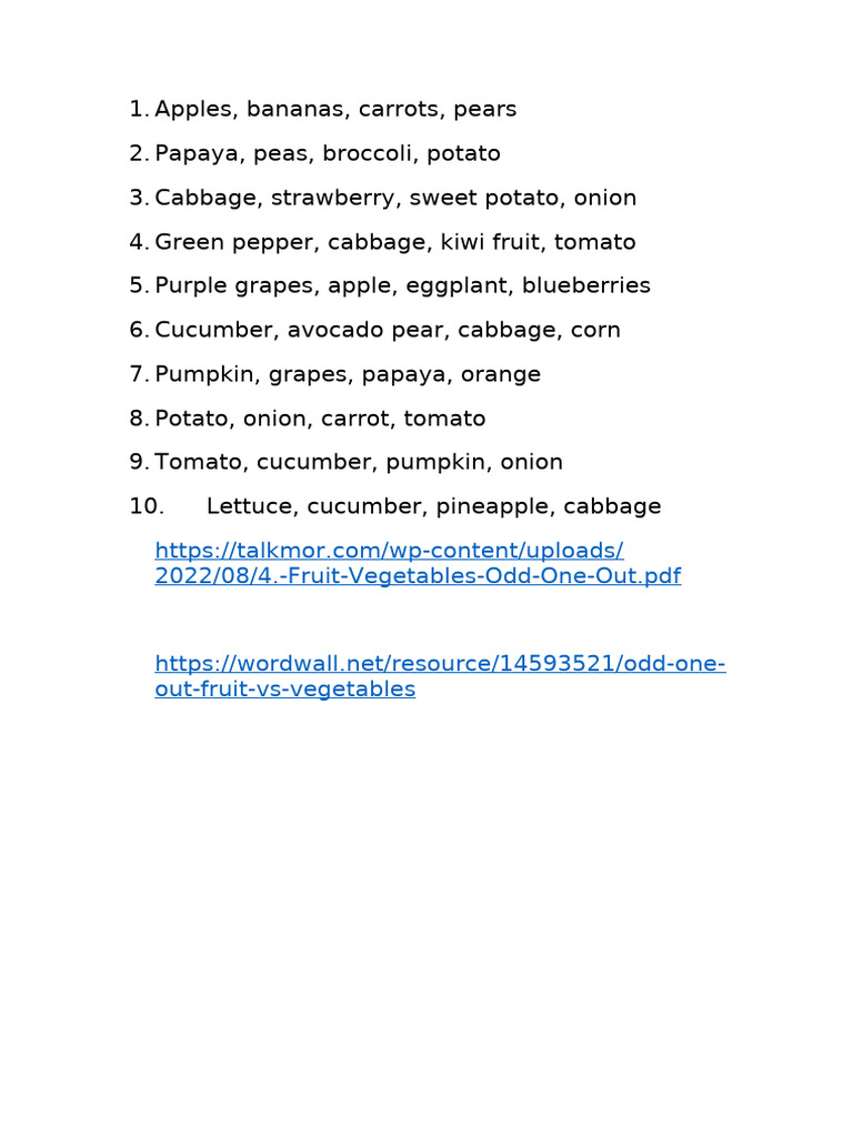 Odd One Out- Flashcard Vocab | PDF