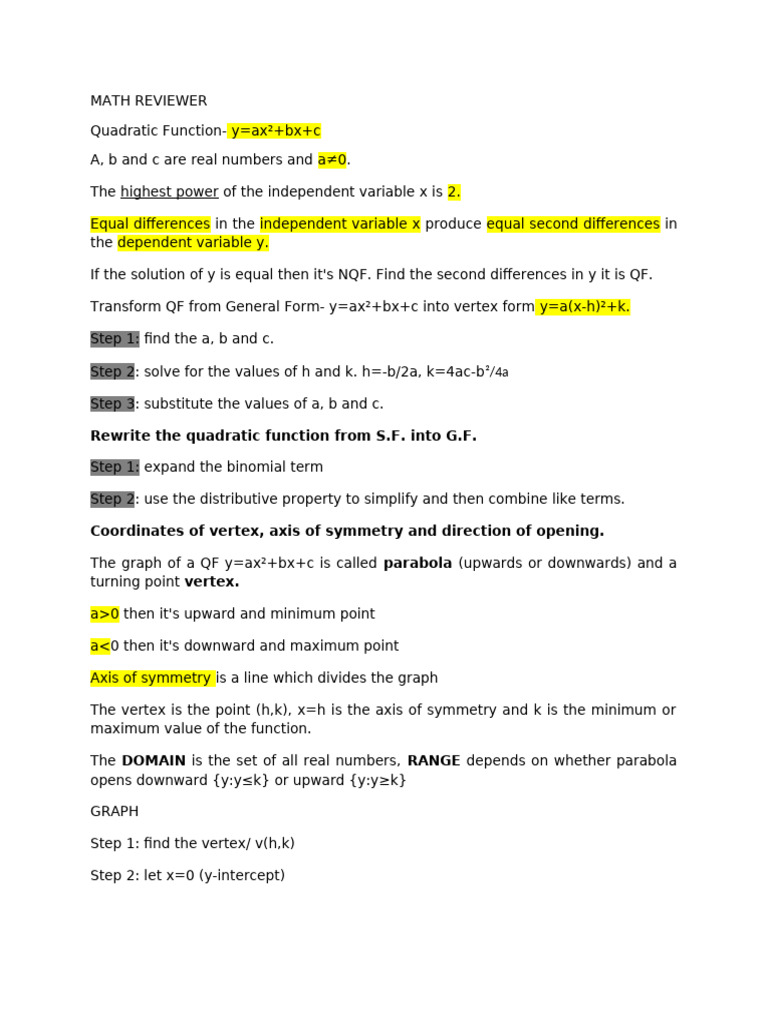 Math Algebra Reviewer