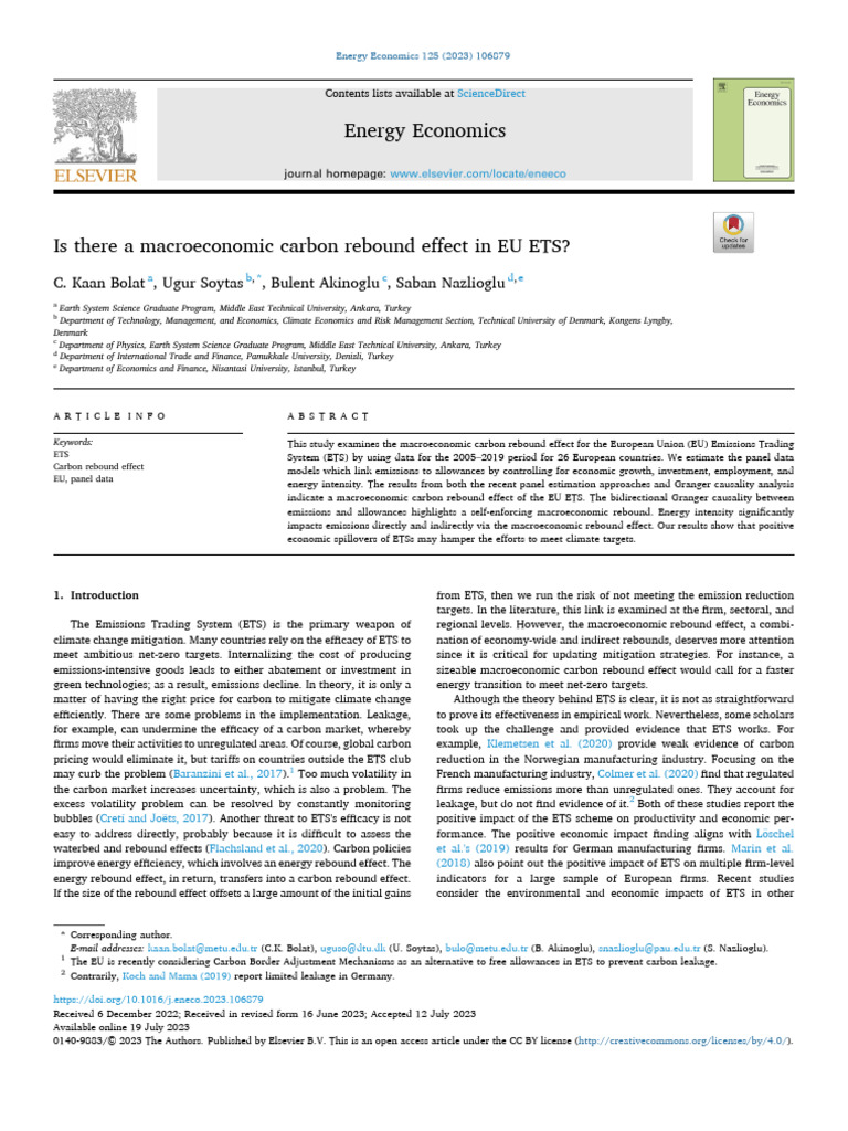 Is There A Macroeconomic Carbon Rebound Effect in EU ETS | PDF | Fixed Effects Model | Dependent ...