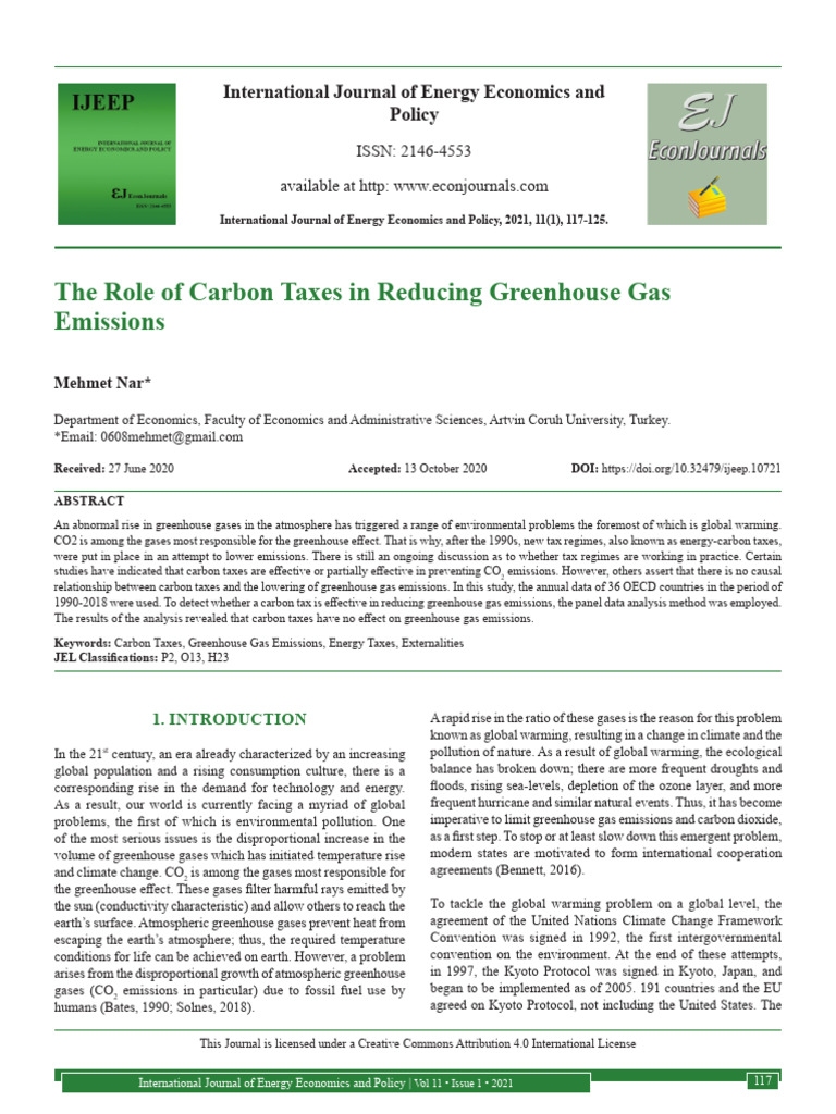 RootJournalmanager16 IJEEP 10721 Mehmetnar Okey | PDF | Carbon Tax | Taxes