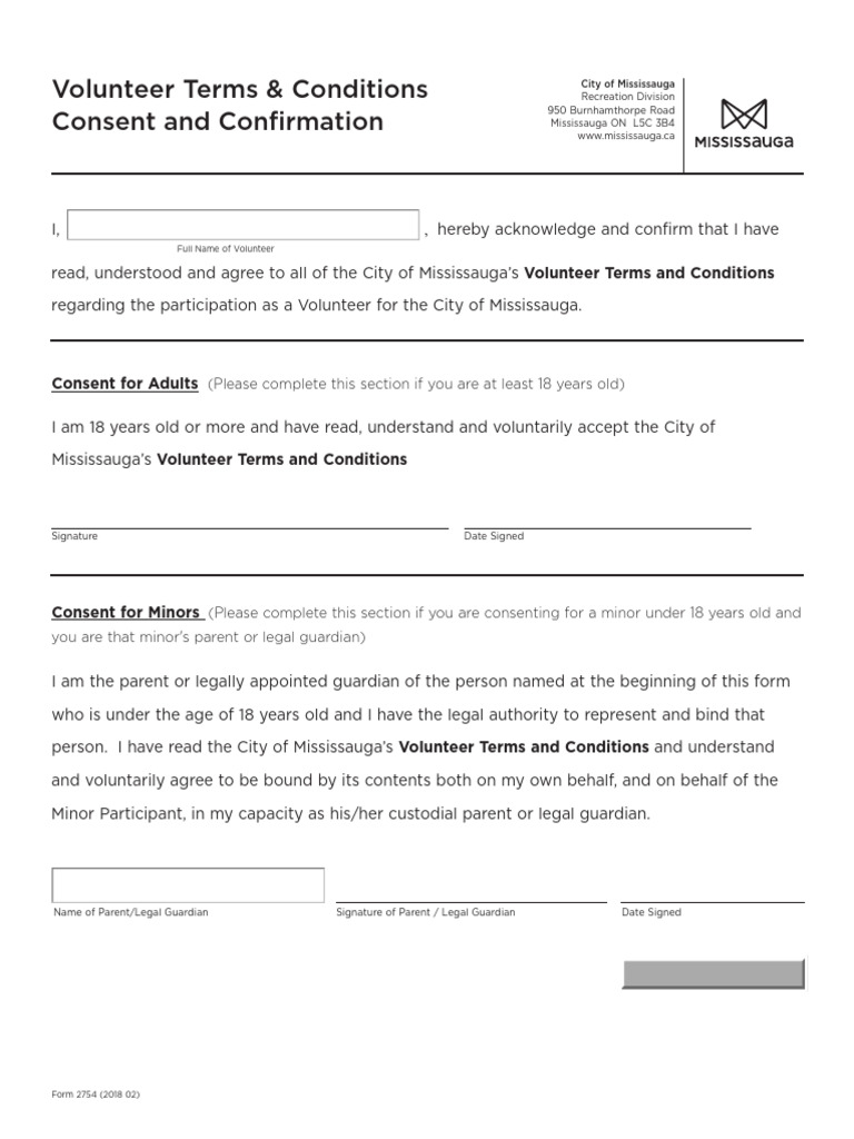 Mississauga Volunteer Consent Form | PDF