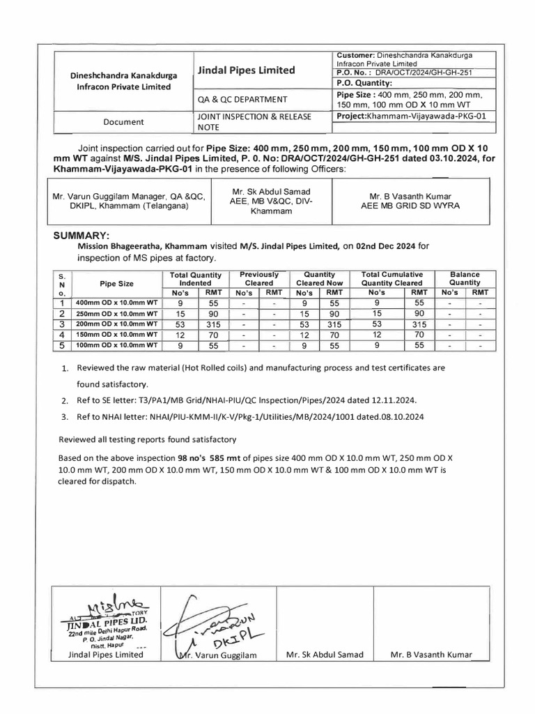 Pipes Inspection Report-Draft | PDF | Industrial Processes | Mechanical ...